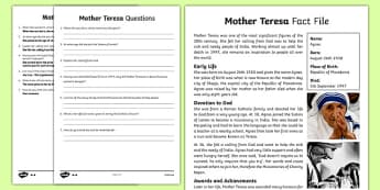 Significant Individuals Mother Teresa Primary Resources - KS2 His
