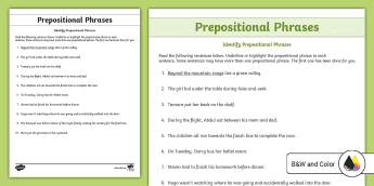 Prepositional Phrases Activities | twinkl.com