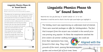 'or' sound Phase 4b - Stage 5/6 Phonics - Linguistic Phonics - Resources