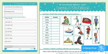 Level 2 | ESL Curriculum for Beginners | Resources - Twinkl