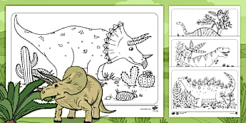 Printable Dinosaur Pictures and Colouring Pages For Kids