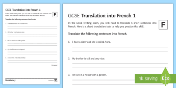GCSE Translation Worksheets | twinkl.co.uk