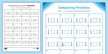 Comparing Fractions and Decimals Worksheets | twinkl.com