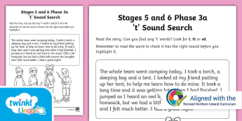 't' sound Phase 3a - Stage 5/6 Phonics - Linguistic Phonics - Resources