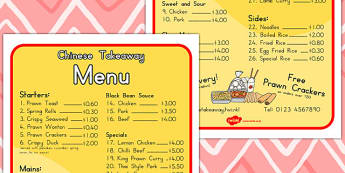 Chinese Takeaway, Food & Eating Out Role Play Early Years (EYFS)