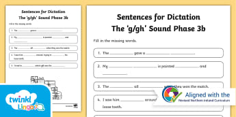 'g/gh' sound Phase 3b - Stage 5/6 Phonics - Linguistic Phonics - Resources