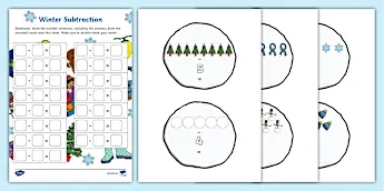 Winter Subtraction Worksheets | twinkl.com.au