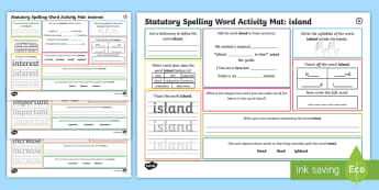 Statutory Spelling Mats | National Curriculum KS2 Y3 and Y4