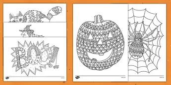 Halloween Mindfulness Colouring Sheets | twinkl.co.uk