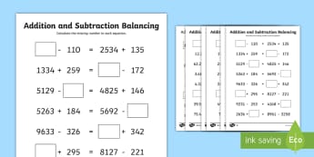 Adding and Subtracting Worksheets - KS2 Maths Activities