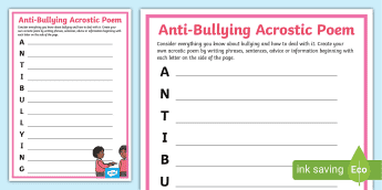 Anti-Bullying Acrostic Poems | twinkl.com.au