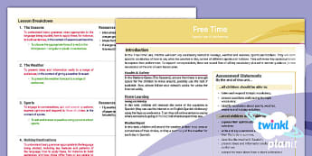 Spanish Classroom Resources - Spanish Free Time Resources