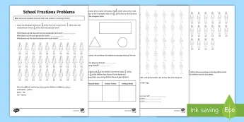 Fraction Problems Worksheets | twinkl.com.au
