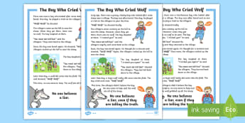 The Boy Who Cried Wolf - Worksheets - Aesop's Fables