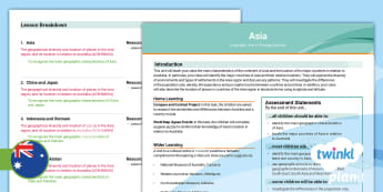 Asia Year 6 Geography Unit HASS - Australian Curriculum
