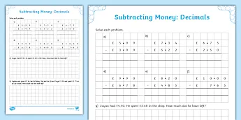 Subtracting Money Worksheets | twinkl.co.uk
