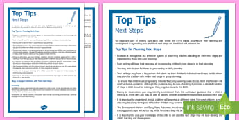 Early Years Foundation Stage Targets | Next Steps EYFS
