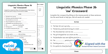 'ow' Sound Phonics Worksheets | twinkl.co.uk