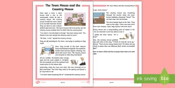 The Town Mouse And The Country Mouse Primary Resources