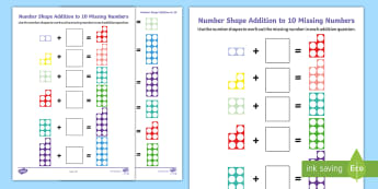 Addition Worksheets Early Years (EYFS)