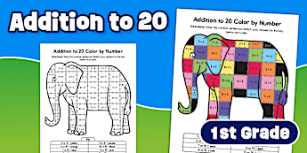 Addition Color by Numbers | twinkl.com