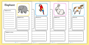 Animal Writing Worksheets and Colouring Pages | KS1 - Twinkl