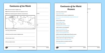 The World - Countries And Continents Primary Resources