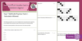 Numeracy Year 7 NAPLAN - - Beyond Secondary Resources | Australian