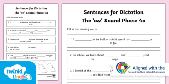 'ow' sound Phase 4a - Stage 5/6 Phonics - Linguistic Phonics - Resources