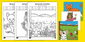 Spring Color by Numbers | twinkl.com