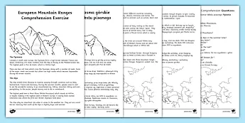 European Mountain Ranges | twinkl.co.uk