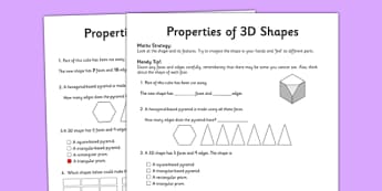 Year 5 Identify 3D Shapes - KS2 Maths Curriculum Resources