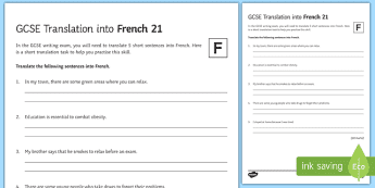 GCSE Translation Worksheets | twinkl.co.uk