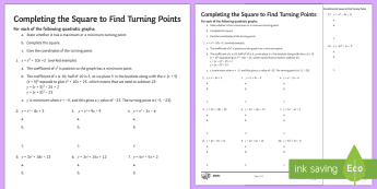 Completing the Square Worksheets | twinkl.co.uk