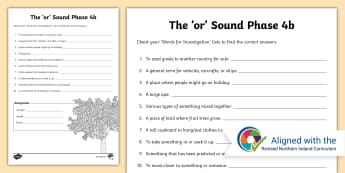 'or' sound Phase 4b - Stage 5/6 Phonics - Linguistic Phonics - Resources