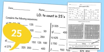Counting in 25s Counting - KS2 Counting Primary Resources, Coutning