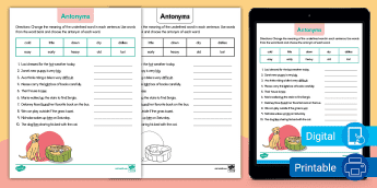 Antonyms Worksheets | twinkl.com