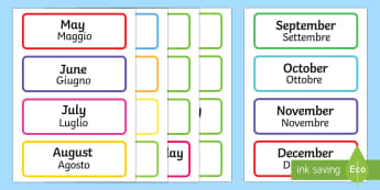 Italian Days of the Week Primary Resources - Translated Resources