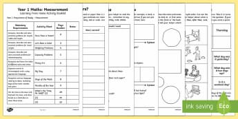 Year 1 Measurements, Dimensions, Mass, & Capacity Printables