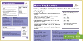 Rounders - Striking and Fielding Games Rounders Primary Resources - - Games