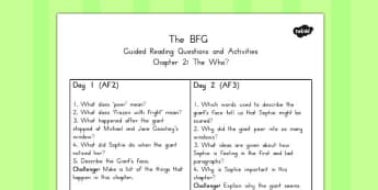 The BFG - Roald Dahl Primary Resources- The BFG Activities