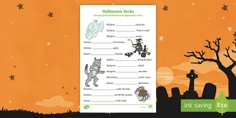 Halloween Verb Worksheets | twinkl.co.uk