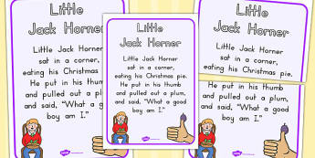 Little Jack Horner Nursery Rhyme Story Resources - Twinkl