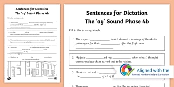 'ay' sound Phase 4b - Stage 5/6 Phonics - Linguistic Phonics - Resources