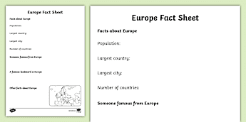 Europe Worksheets | twinkl.com.au
