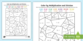 Christmas Multiplication Color by Number Worksheets | twinkl.com