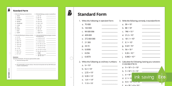 Standard Form Worksheets | twinkl.co.uk