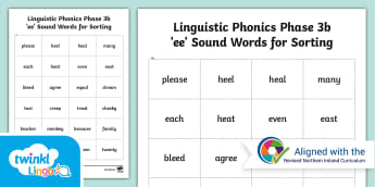'ee' sound Phase 3b - Stage 5/6 Phonics - Linguistic Phonics - Resources