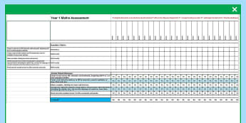 Year 1 Assessment Spreadsheets - Maths Year 1 Primary Resources
