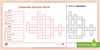F- 2 Indonesian Teaching Resources: Question Words - Twinkl